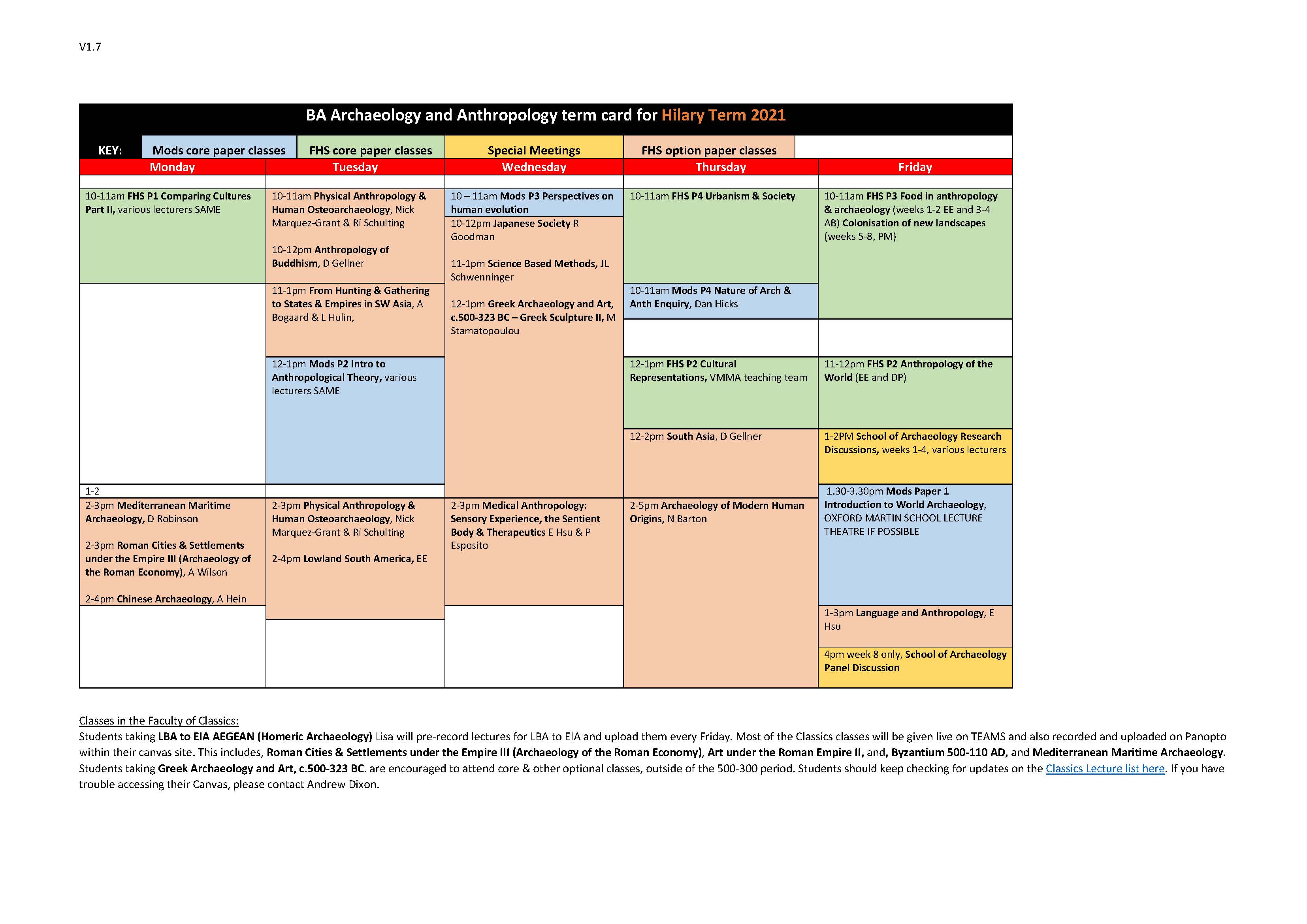 Lecture List | School of Archaeology